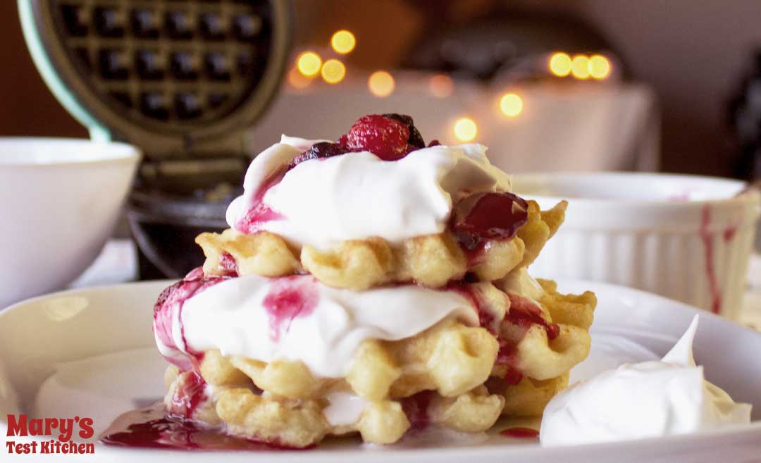 Mini Vegan Waffles for One, Berry Compote, and Whipped Cream – Mary's ...